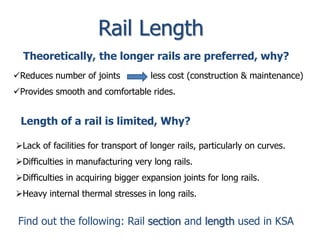 05 Rails (Railway Engineering Lectures هندسة السكك الحديدية & Dr. Walied A. Elsaigh) | PPT