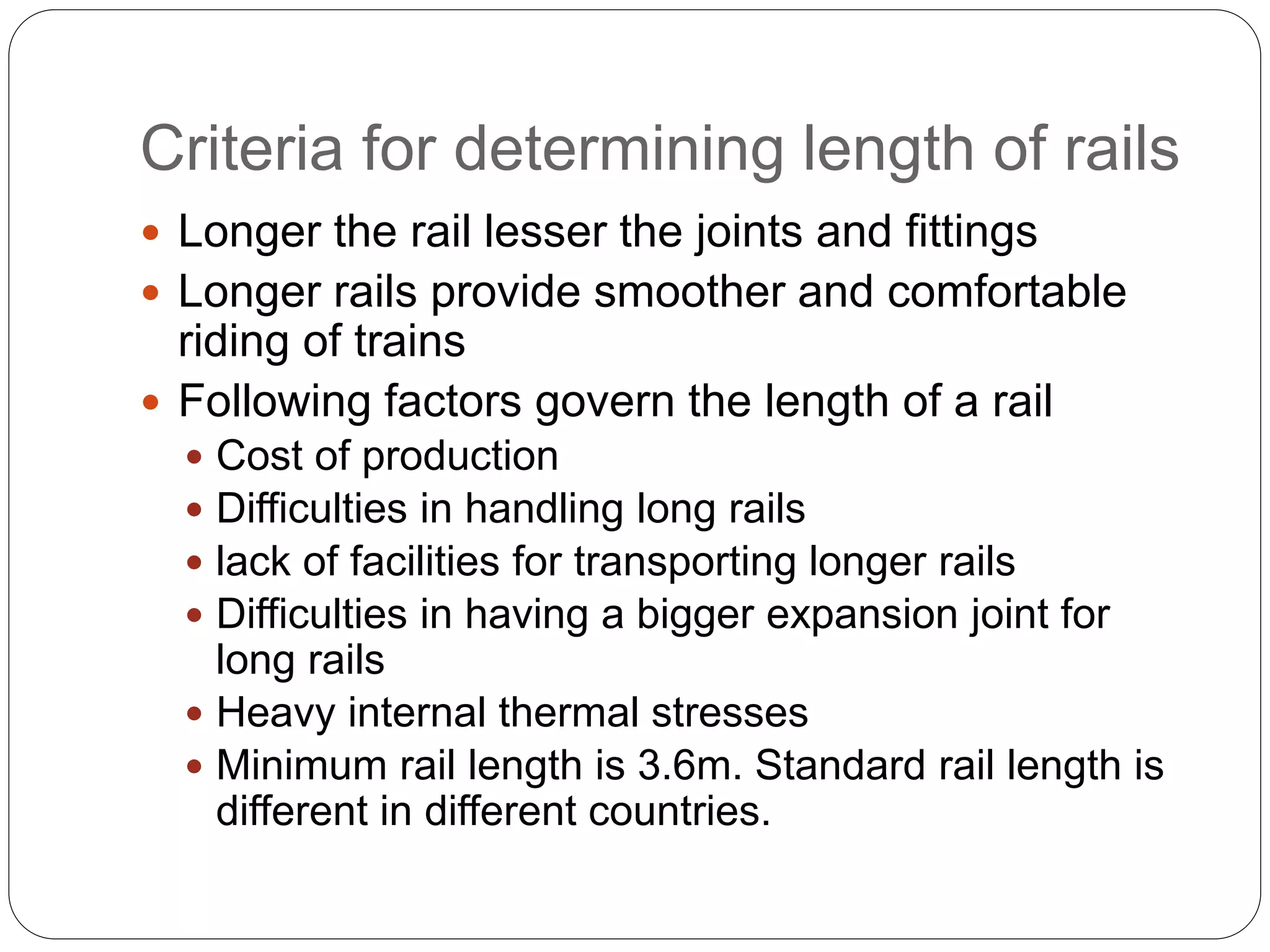 Rails, Types, Joints, Creep, Failure of Rails and Welding of Rails | PPTX | Rail Travel | Travel ...