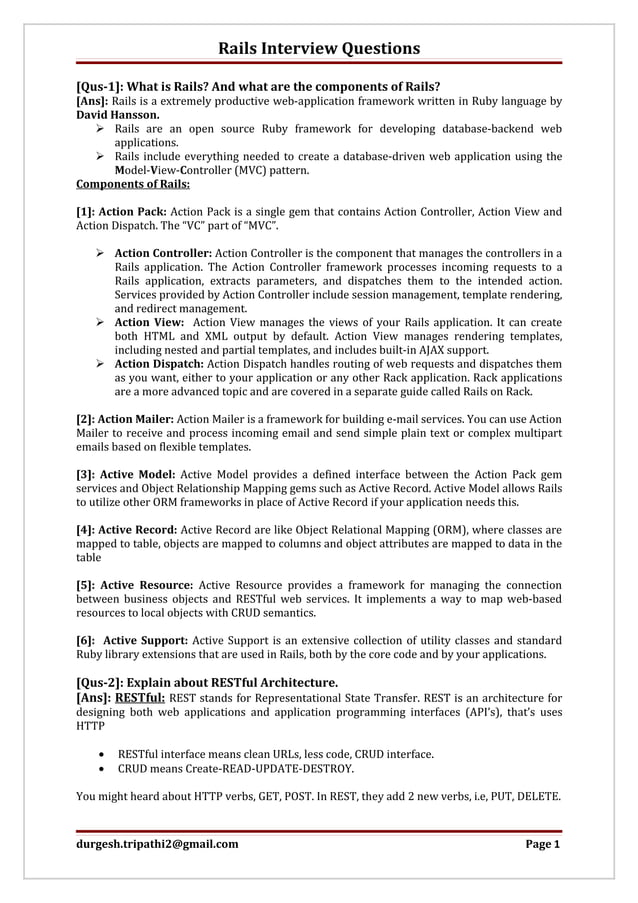 Rails interview questions | PDF