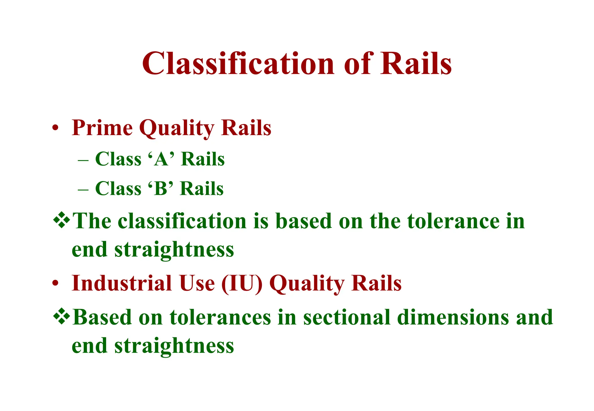 Rail Specification s & Corrosion of rails .ppt | Chemistry | Science