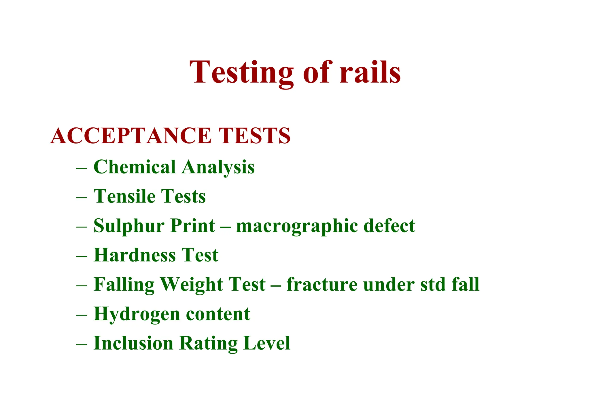 Rail Specification s & Corrosion of rails .ppt | Chemistry | Science