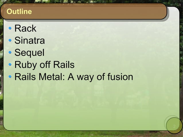 Ruby Off Rails Rack Sinatra And Sequel Ppt