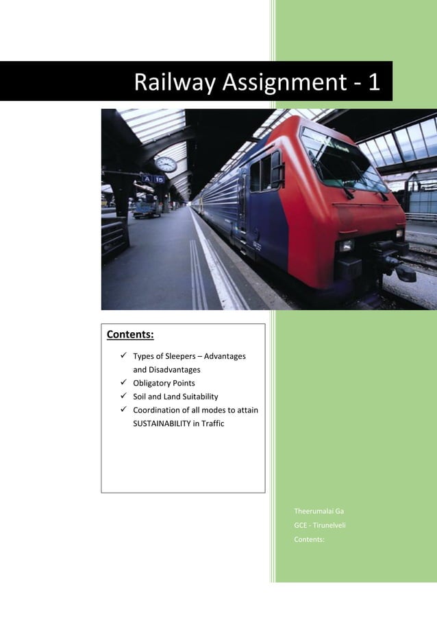 Railway Engineering Assignment - Types of Sleepers | PDF | Rail Travel ...
