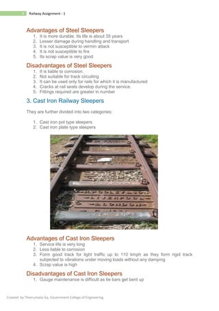 Railway Engineering Assignment - Types of Sleepers | PDF