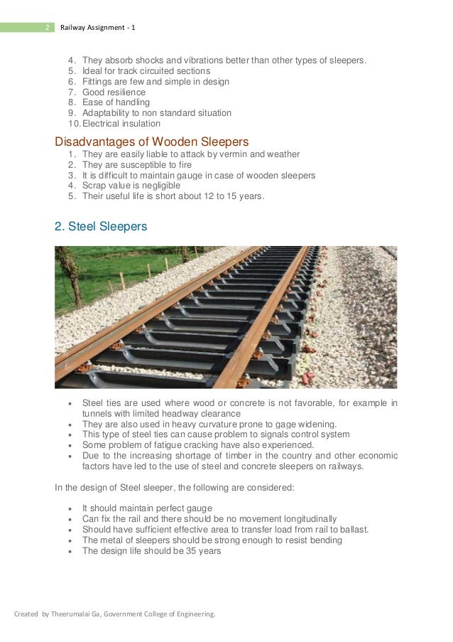 Railway Engineering Assignment - Types of Sleepers