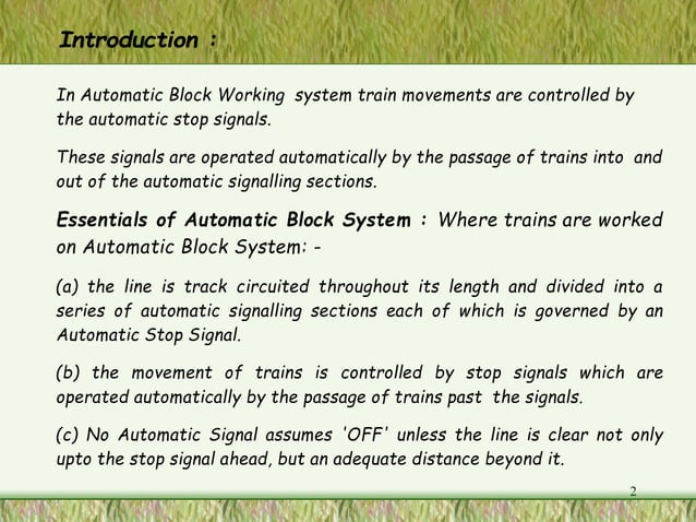 Railway Automatic Block Signaling With Automatic Sectionsppt Ppt