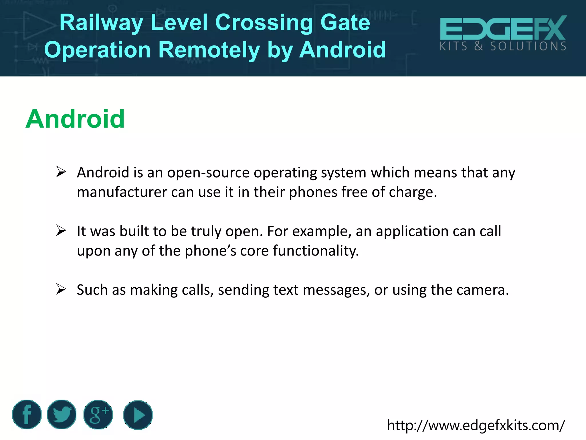 Railway level crossing gate operation remotely by android | PPTX