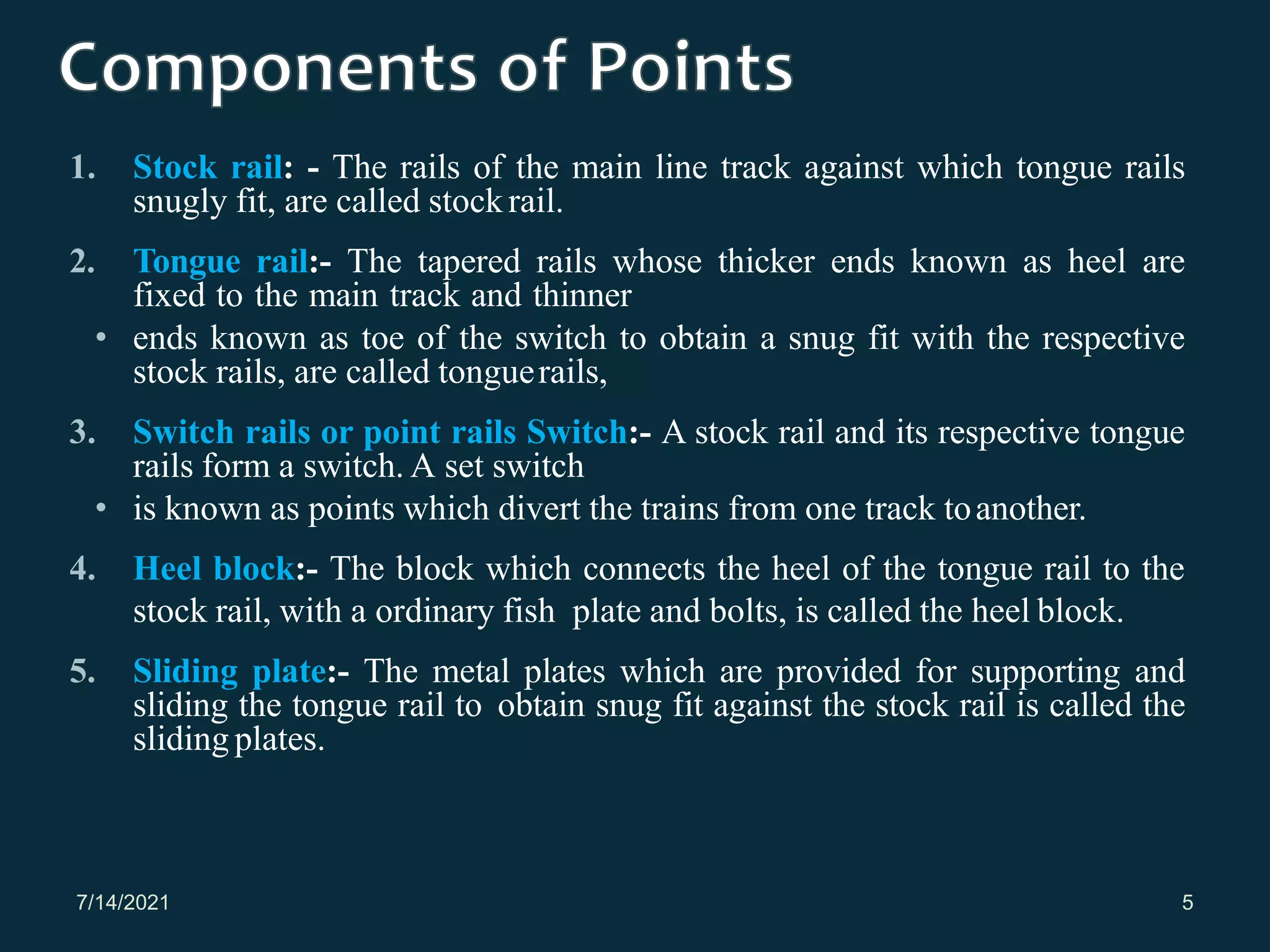 Railway points, crossings and components | PPTX
