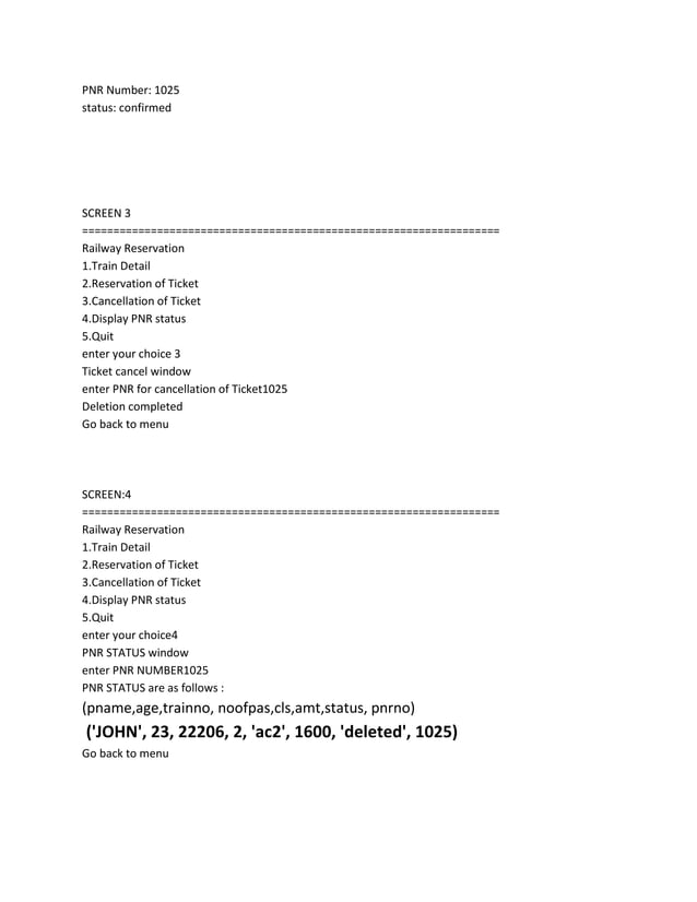 railway_PROJECT.doc on python my SQL connectivity | PDF