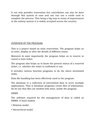 railway_PROJECT.doc on python my SQL connectivity | DOC