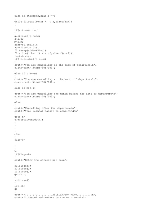 c++ program for Railway reservation | TXT | Programming Languages ...