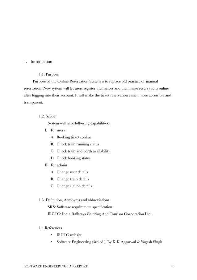 Railway Reservation System Software Engineering Pdf