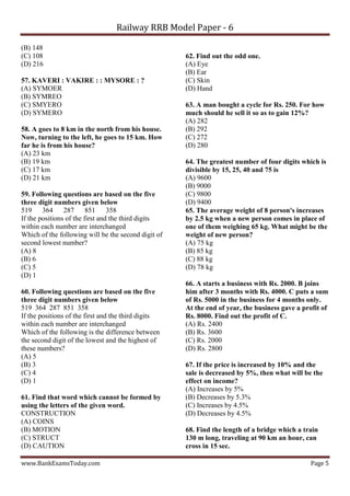 Railway RRB Model Paper | PDF | Chemistry | Science