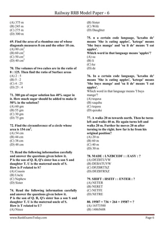 Railway RRB Model Paper | PDF | Chemistry | Science