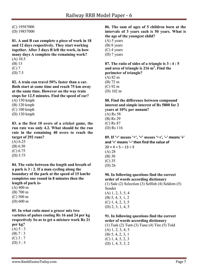 Railway RRB Model Paper | PDF | Chemistry | Science