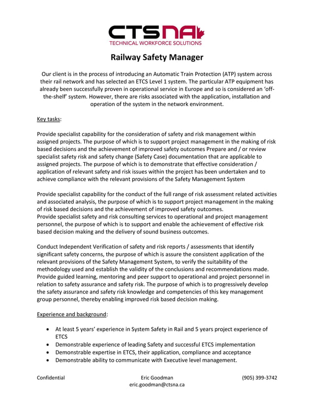 Railway Safety Manager | PDF