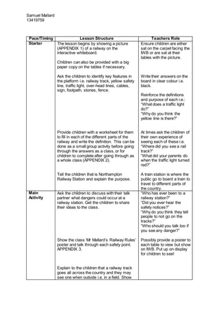 KS2 Raily Safety Lesson Plan - Primary | DOCX