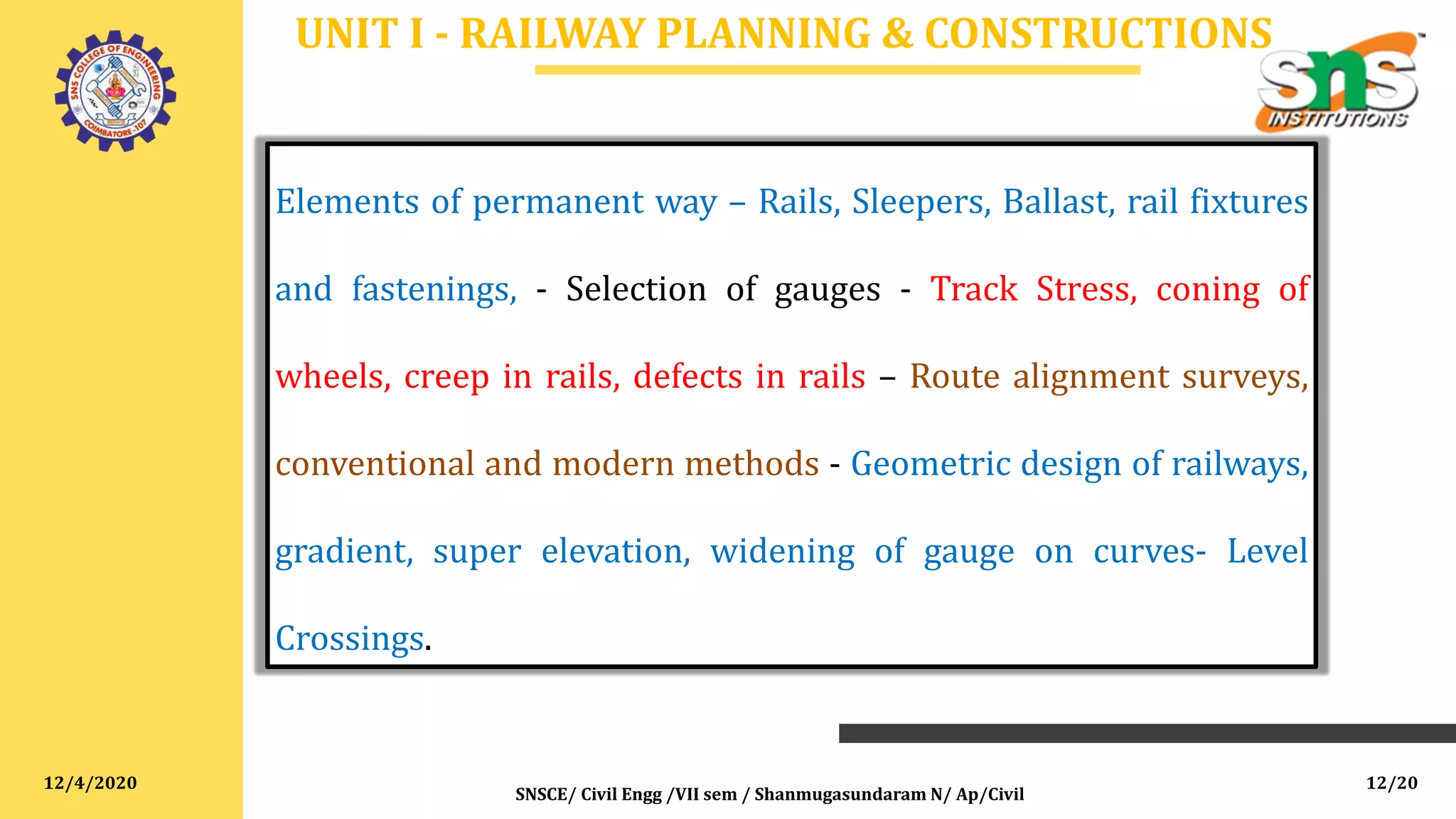 Railways, airports, docks and harbour engineering introduction (RAHE) | PPTX