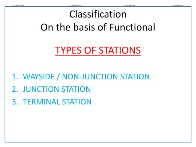Railways stations classification | PPTX