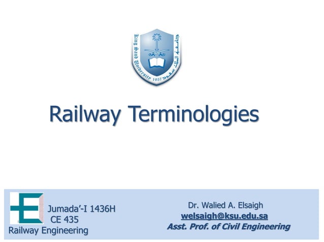 02 Railway Terminology (Railway Engineering Lectures هندسة السكك ...