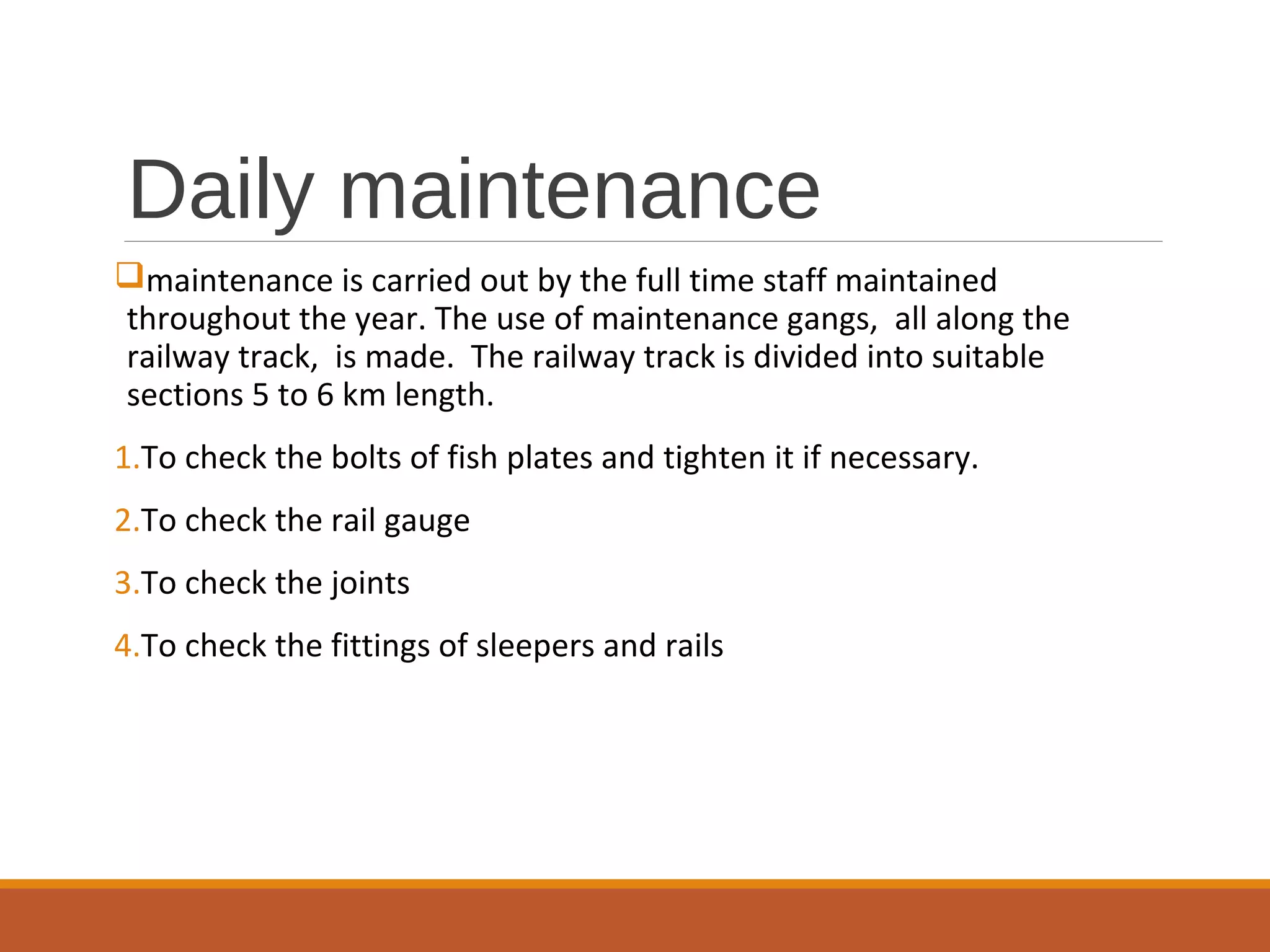 Railway track construction, drainage & maintenence | PPT