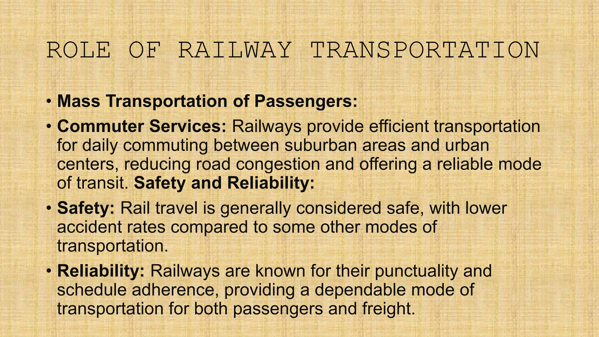 RAILWAY TRANSPORTATION PPT AND ITS USEFULNESS | PPTX