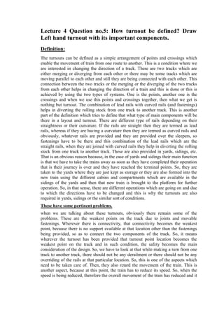 Railway turnouts ,their types and maintenance of tracks | PDF