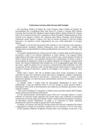 Raimondo Villano - Celebrazione della giornata rotariana della famiglia ...