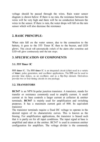 Rain Alarm Using 555 Timer IC with Report | DOCX