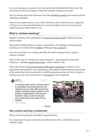 Rainbow-Washing How to Support Queer Employees During All 12 Months | PDF