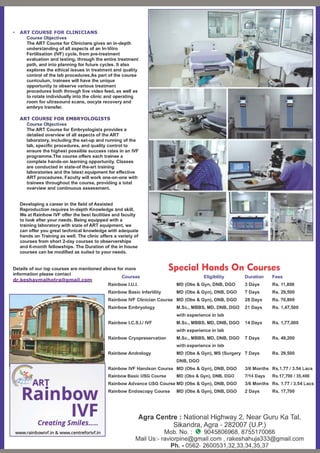 Rainbow ivf training brochure 2018 | PDF | Infertility | Reproductive ...