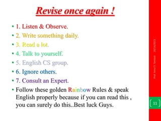 Rainbow rules for english speaking Amul Tamboli | PPT