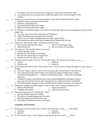 Rain cloud and invalid's story TEST 1 | PDF