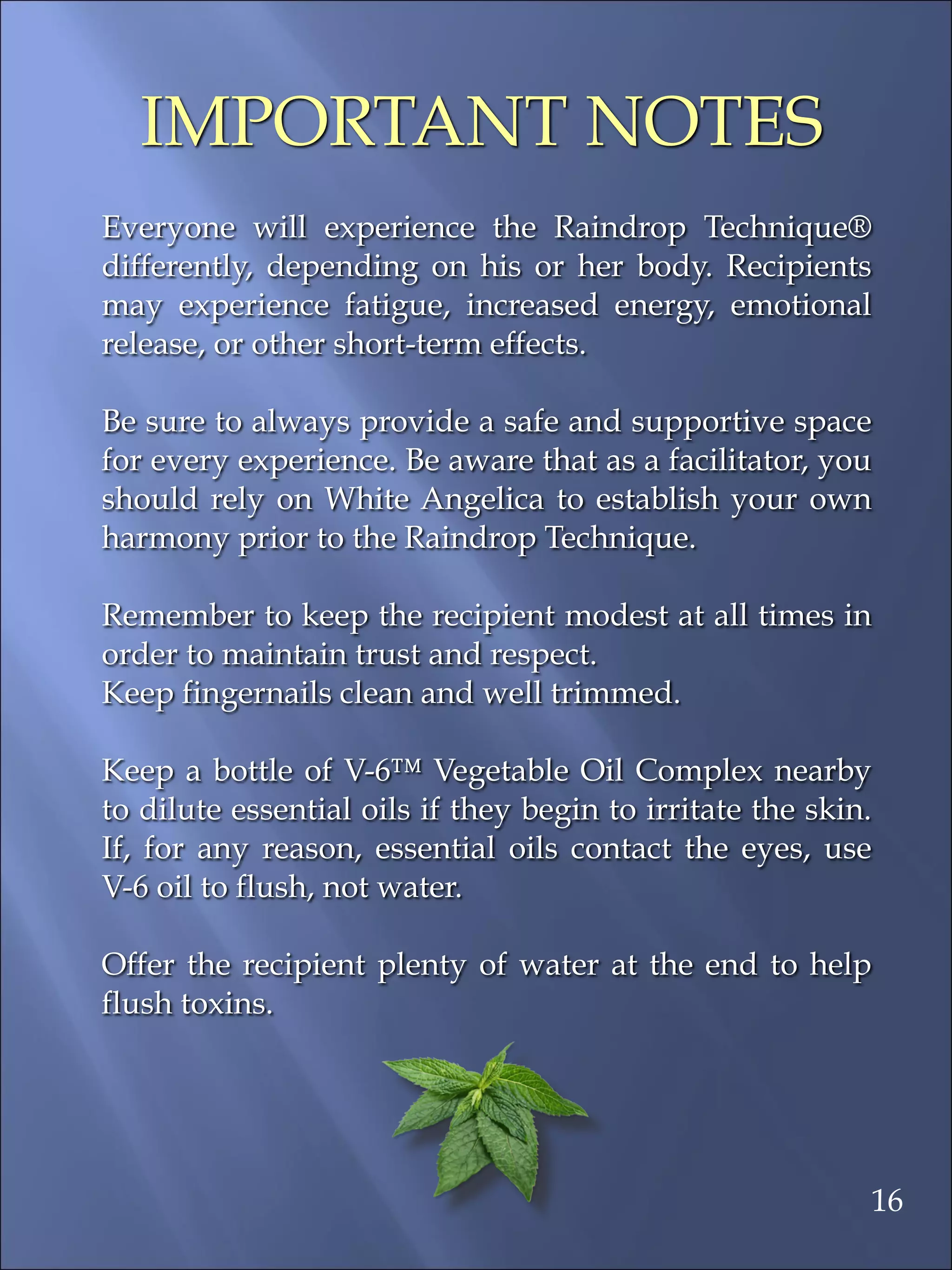 Raindrop Technique Protocol | PDF