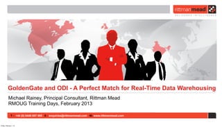 GoldenGate and ODI - A Perfect Match for Real-Time Data Warehousing | PDF