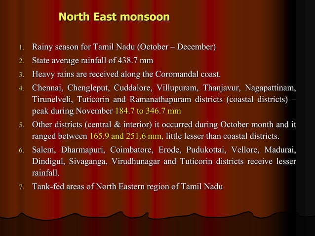RAINFALL AND SEASONS OF TAMIL NADU.ppt | Weather | Science