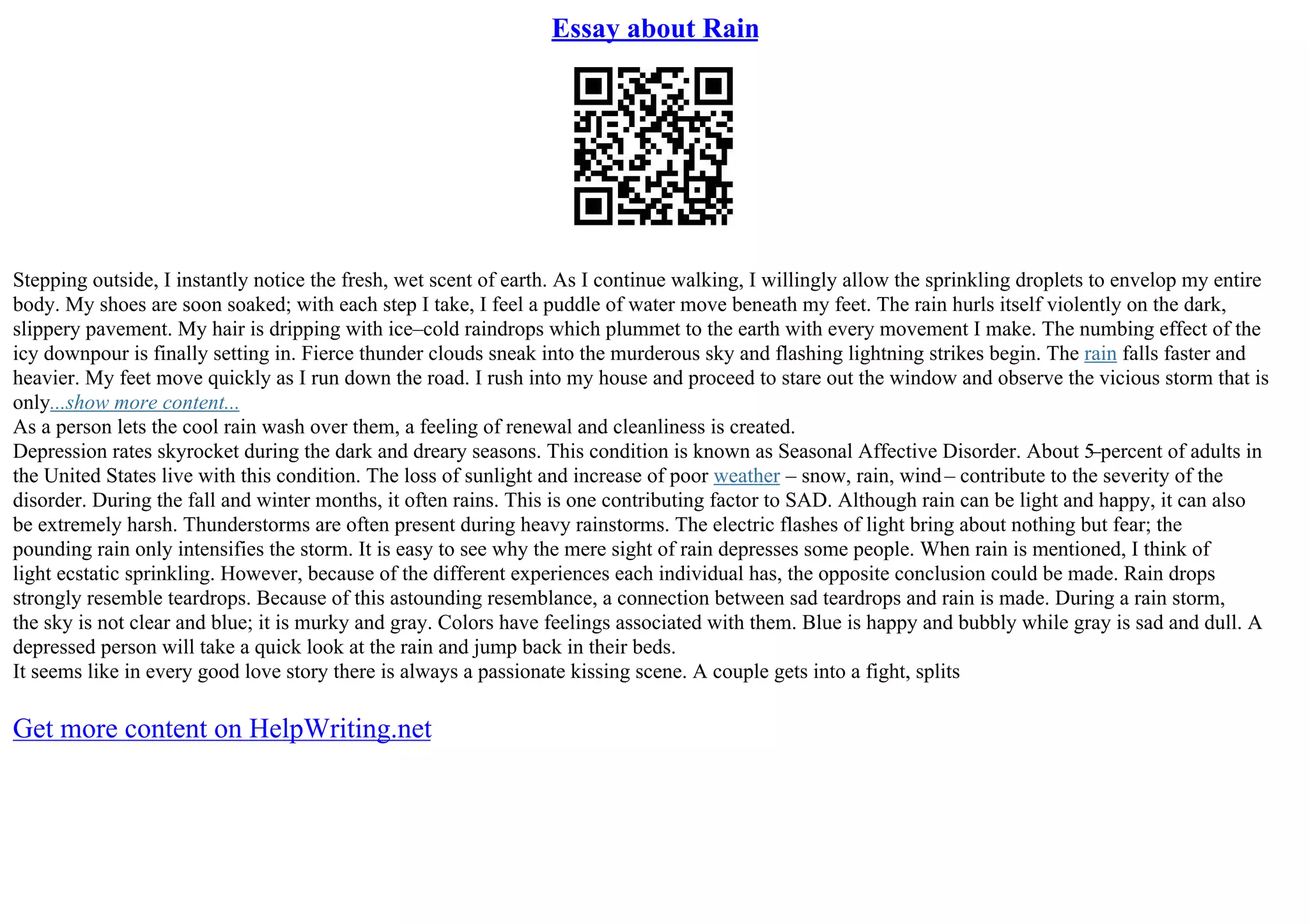 Rainfall Essay | PDF