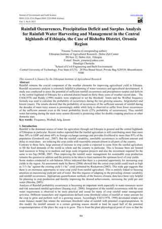 Rainfall occurrences, precipitation deficit | PDF