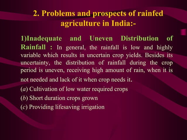 Rainfed agriculture lecture no1 | PPTX | Agriculture | Industries
