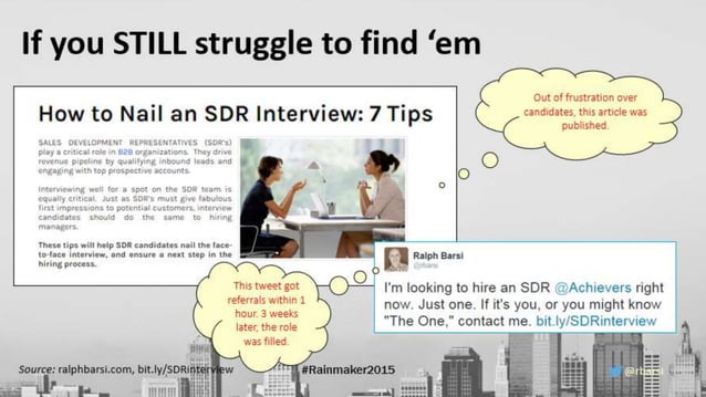 Hiring for the Modern Sales Development Rep | PPTX | Sales | Business