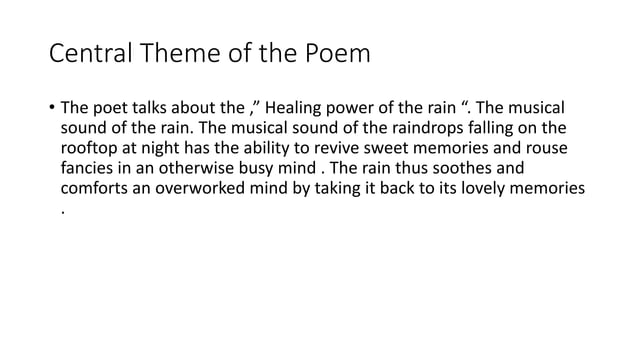 Rain on the roof by coats kinney class 9.pptx | Poetry | Books and ...