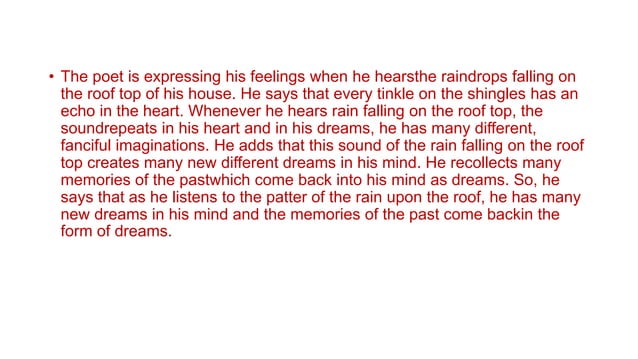 Rain on the roof by coats kinney class 9.pptx | Poetry | Books and ...