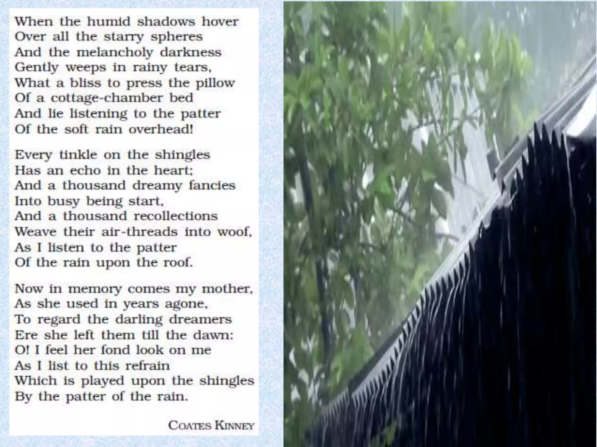 Rain on the roof ppt - English - class 9 | PPTX
