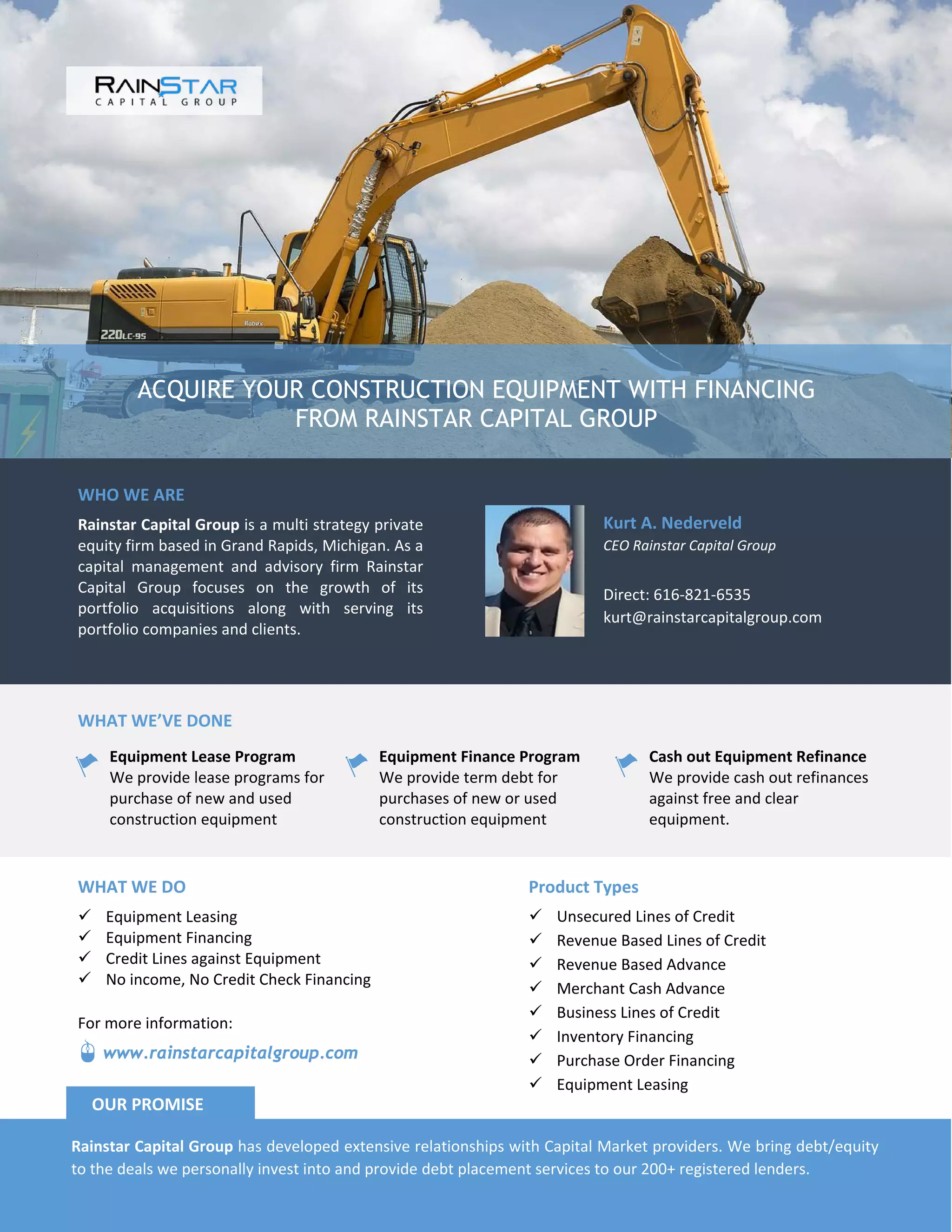 Rainstar Capital Group Construction Equipment Programs | PDF