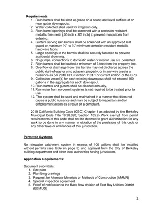 California; Guidelines for Rainwater Harvesting - City of Berkeley | PDF