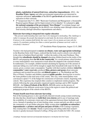 Rainwater Catchment and Sustainable Development in the Brazilian | PDF