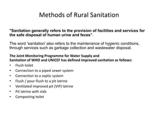 Methods of Rainwater Harvesting, Types of Rural Sanitation and Types of ...