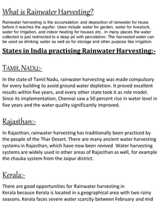 Rain water harvesting | DOCX | Agriculture | Industries