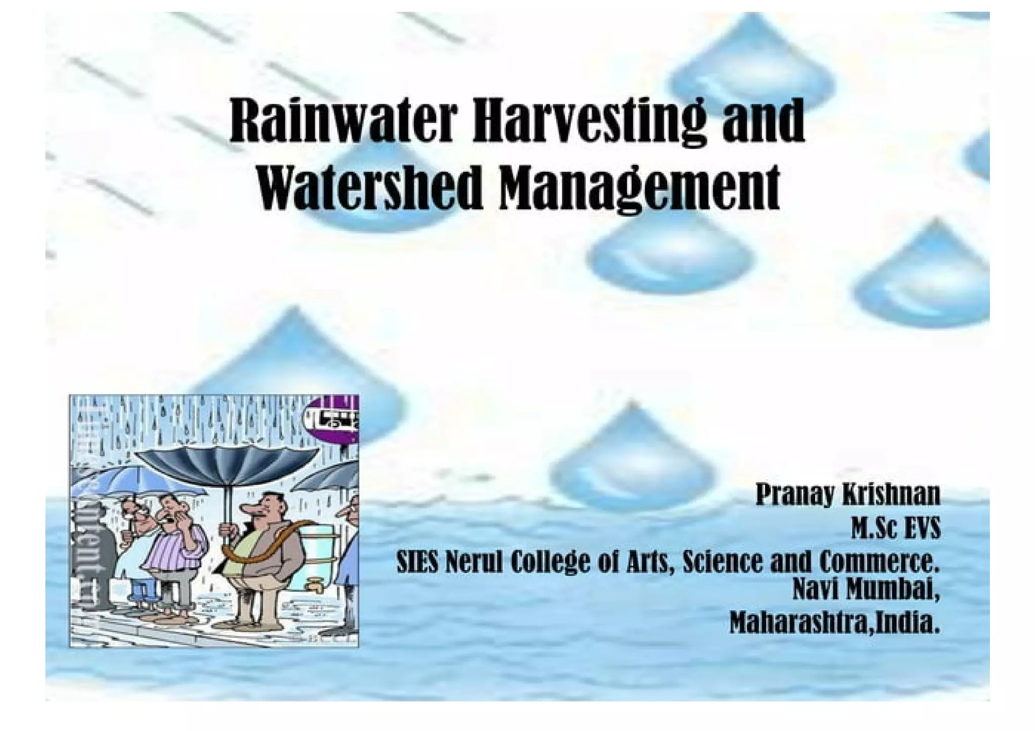 Rainwater Harvesting And Watershed Management | PPT