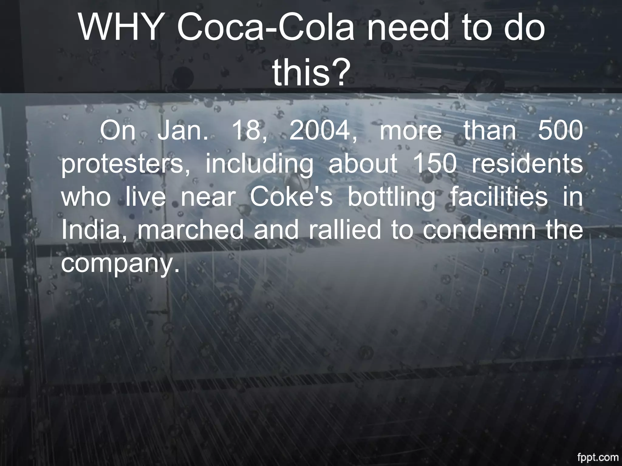 Rain water harvesting by coca cola | PPT